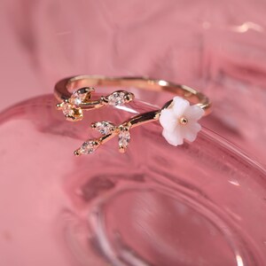 Sakura Ring, Adjustable. Choose Your Color. Gifts for Her, Anniversary ...