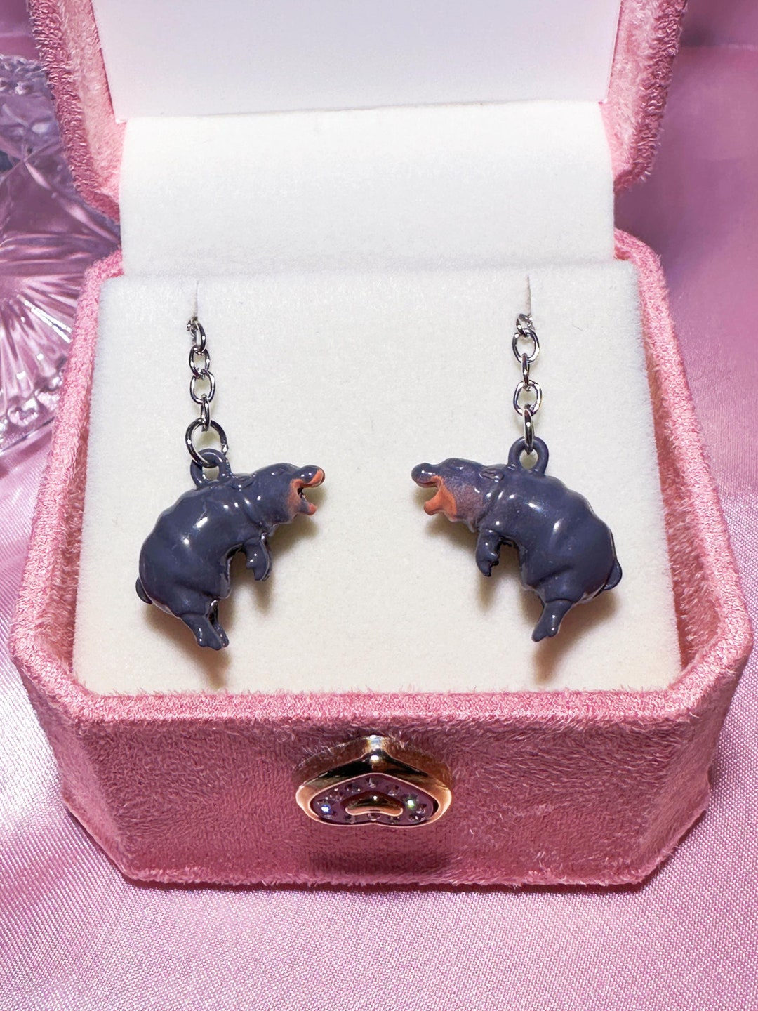 Pygmy Hippo Earrings | Hand-painted 3D Printed Earrings | Unique ...