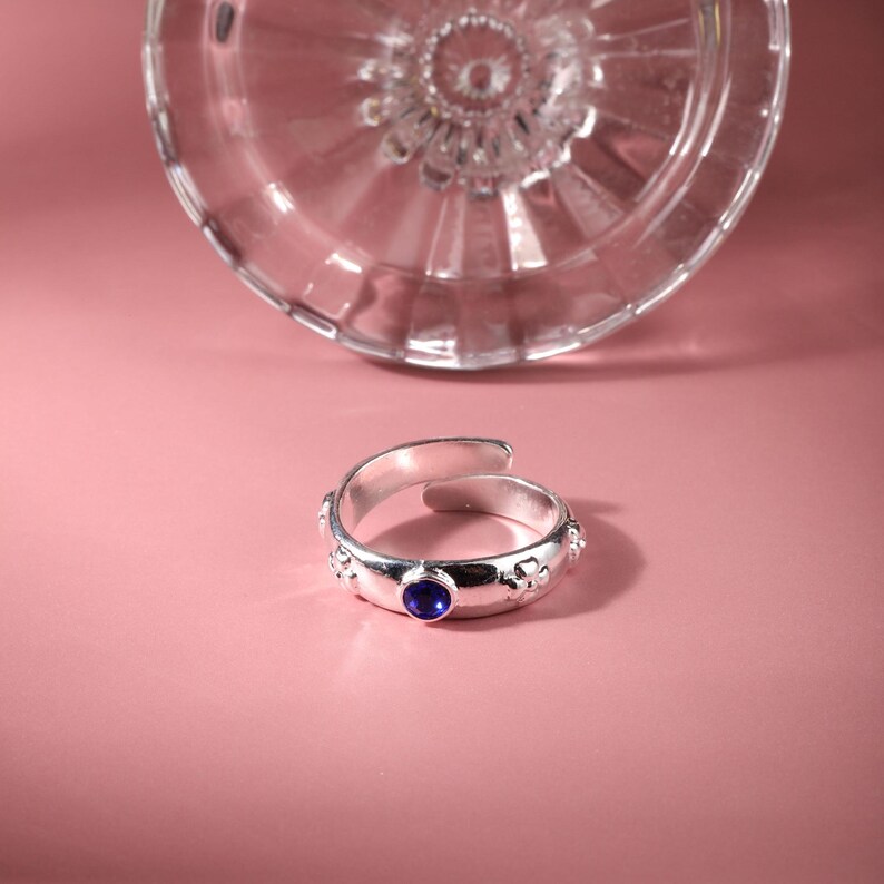 Couple Rings Set, Howls Inspired Anime Rings With Red & Blue Gem ...