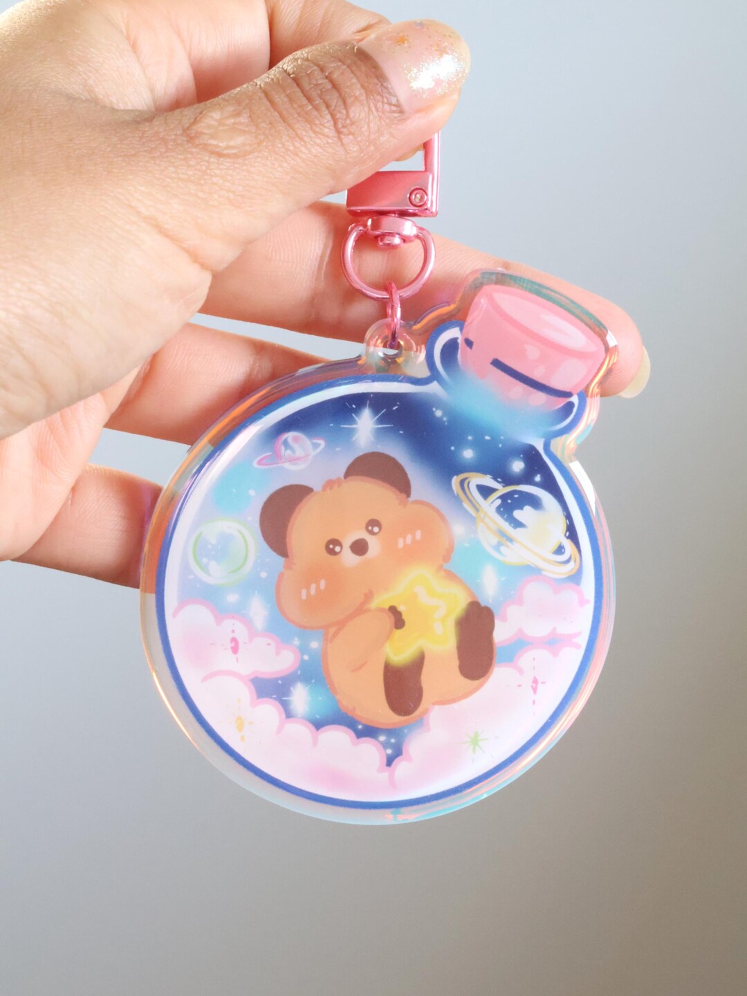 Rainbow Acrylic Quokka Keychain | Galaxy Australian Animal Charm - Etsy