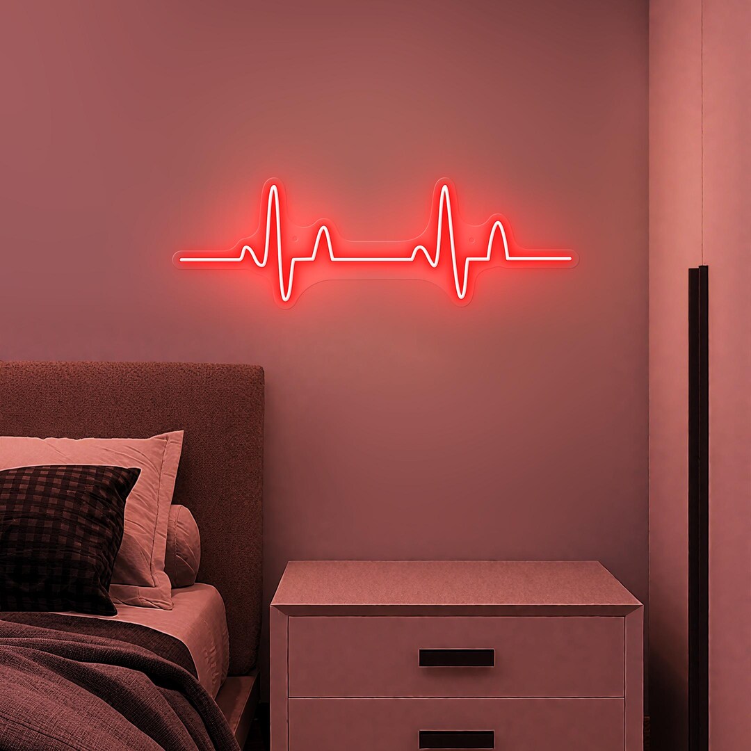 Heartbeat Line Neon Sign – Minimalist LED Wall Light, Romantic ...