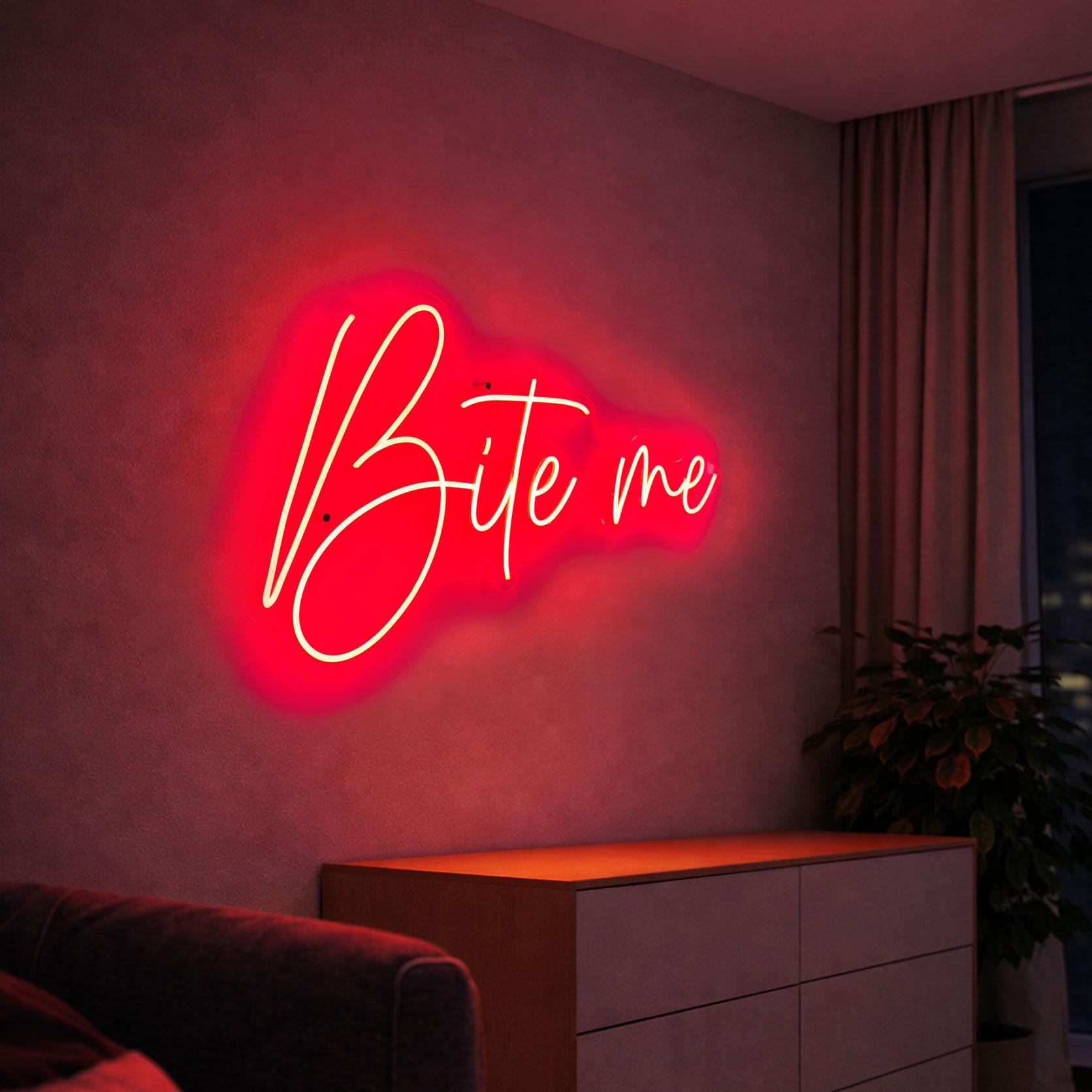 Bite Me LED Neon Sign – Flirty Bedroom Wall Art - Etsy