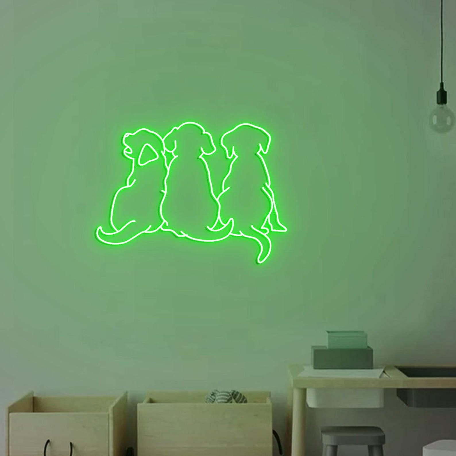 Puppies Neon Sign, Cute Puppy Nursery Wall Neon Light, Puppy Retriever ...