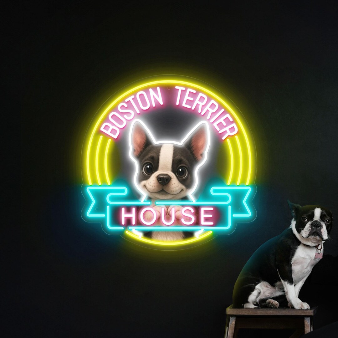 Custom Boston Terrier Neon Sign: UV Printed LED Wall Decor - Etsy