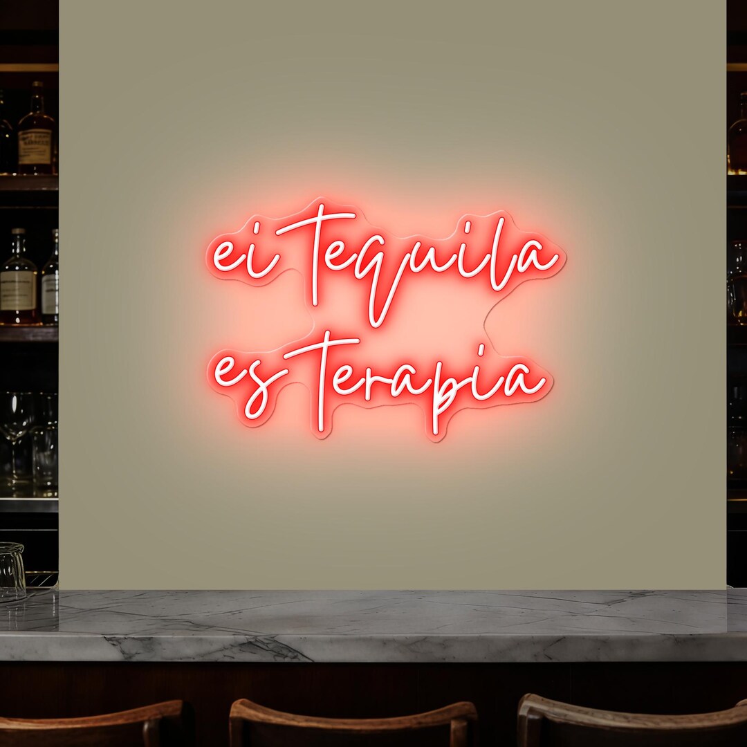Tequila is Therapy Neon Sign – Funny Spanish Quote Home Bar Decor - Etsy