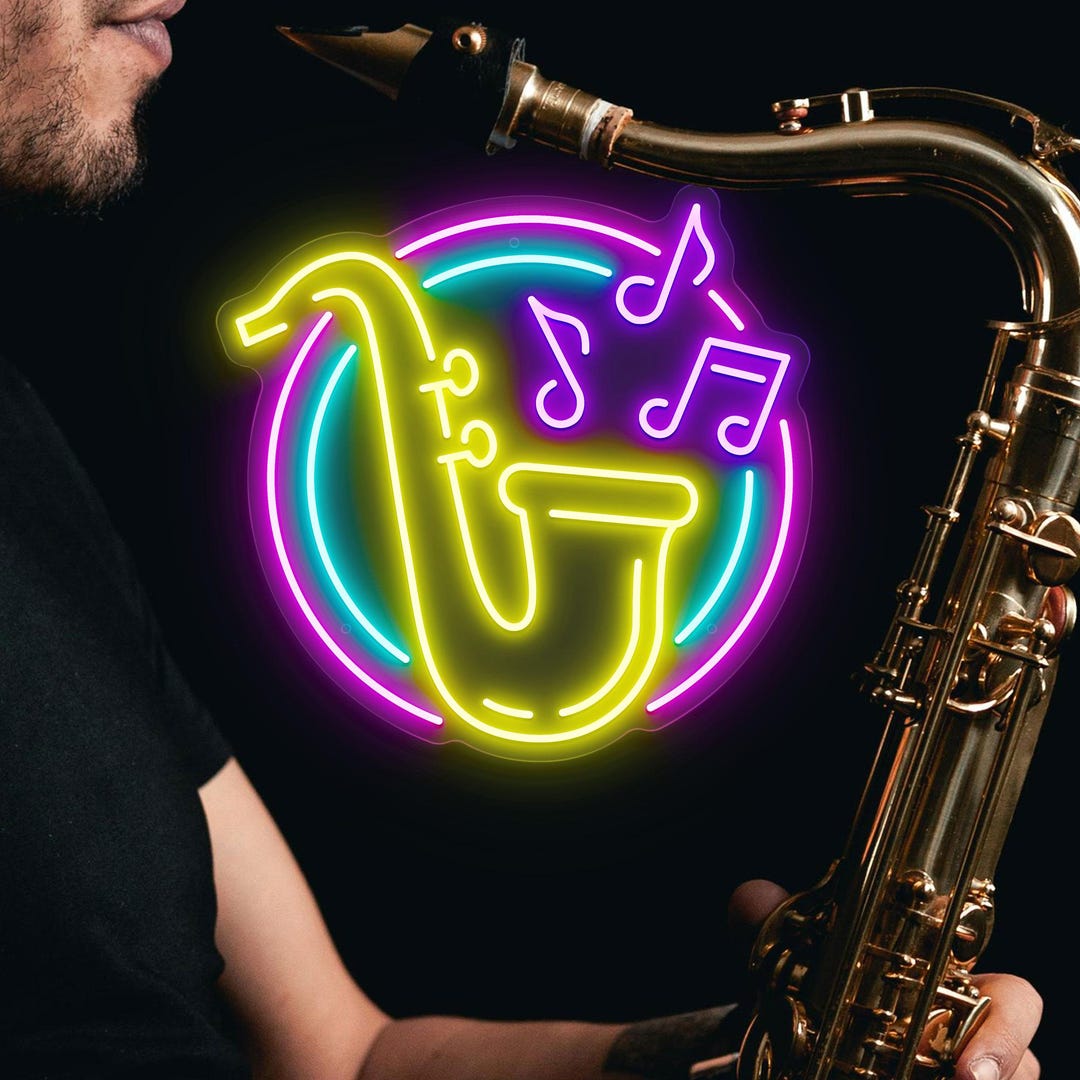 Saxophone Neon Sign: Custom LED Jazz Club Decor - Etsy