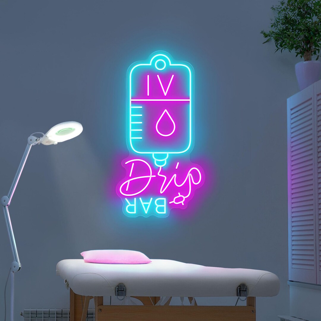 IV Drip Bar Neon Sign – LED Light for IV Therapy, Nurse Injector ...