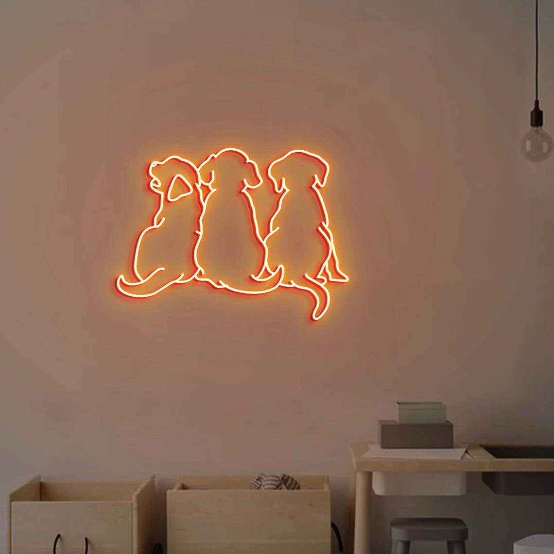 Puppies Neon Sign, Cute Puppy Nursery Wall Neon Light, Puppy Retriever ...