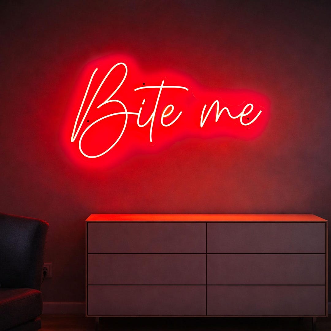 Bite Me LED Neon Sign – Flirty Bedroom Wall Art - Etsy