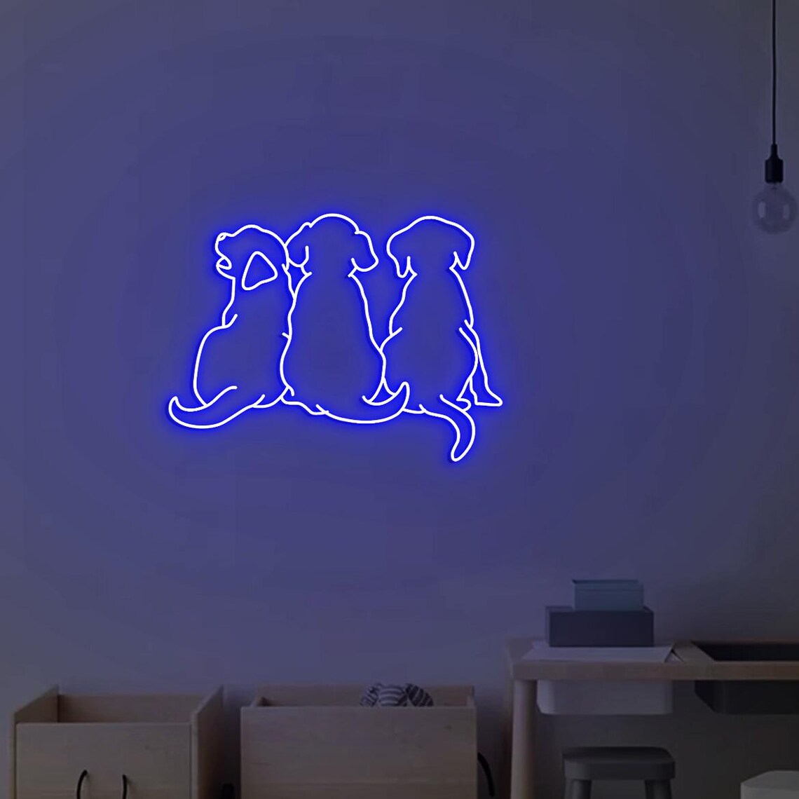 Puppies Neon Sign, Cute Puppy Nursery Wall Neon Light, Puppy Retriever ...