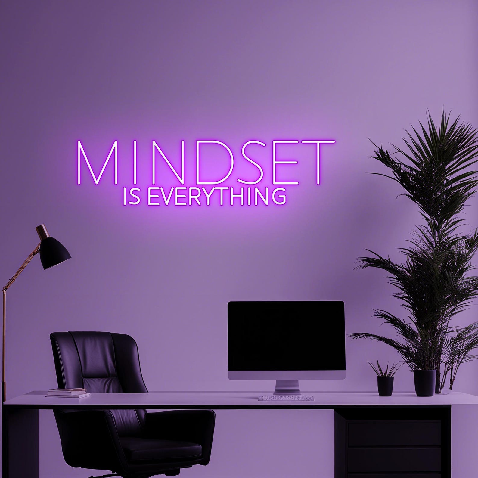 Mindset is Everything Neon Sign | Motivational LED Wall Light ...