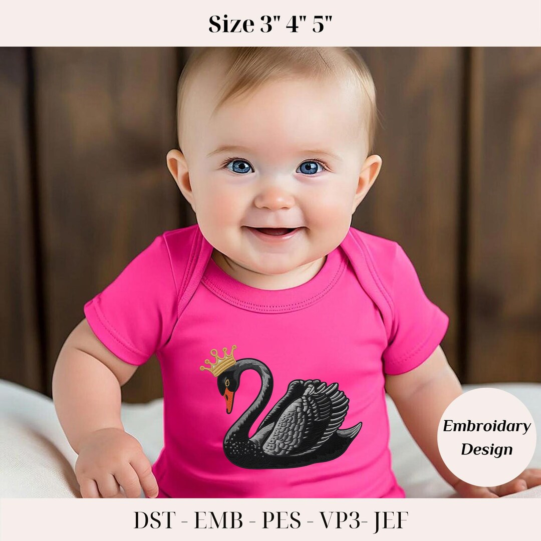 Swan Princess Crown Embroidery File Kids T-shirt Design Swan Silhouette ...
