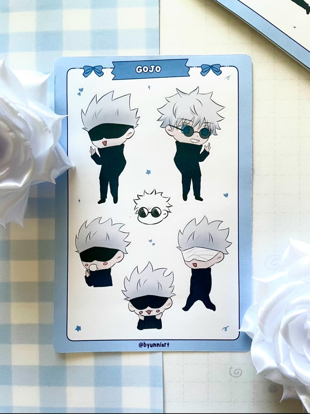 JJK Gojo Satoru Sticker Sheet - Kiss Cut Sticker Sheet - Anime Stickers ...