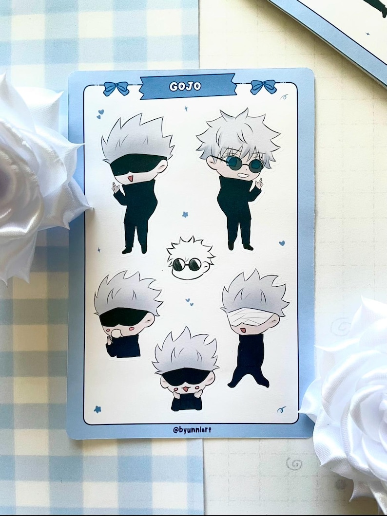 JJK Gojo Satoru Sticker Sheet - Kiss Cut Sticker Sheet - Anime Stickers ...