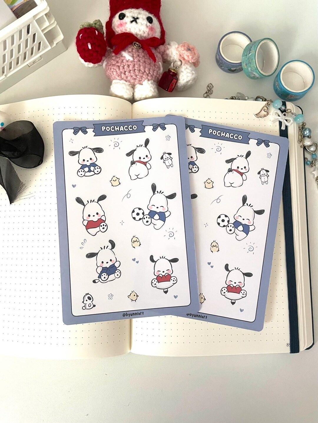 Pochacco Sticker Sheet - Kiss Cut Sticker Sheet - Cute Sanrio ...