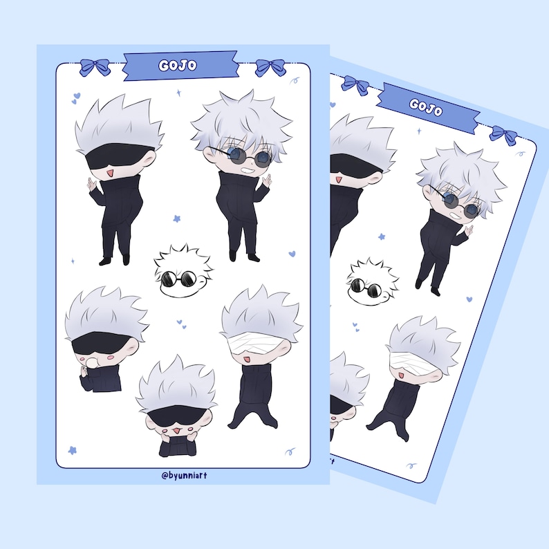 JJK Gojo Satoru Sticker Sheet - Kiss Cut Sticker Sheet - Anime Stickers ...