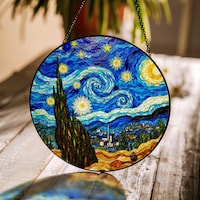 Starry Night Suncatcher: Van Gogh Inspired Stained Glass Window Art - Etsy