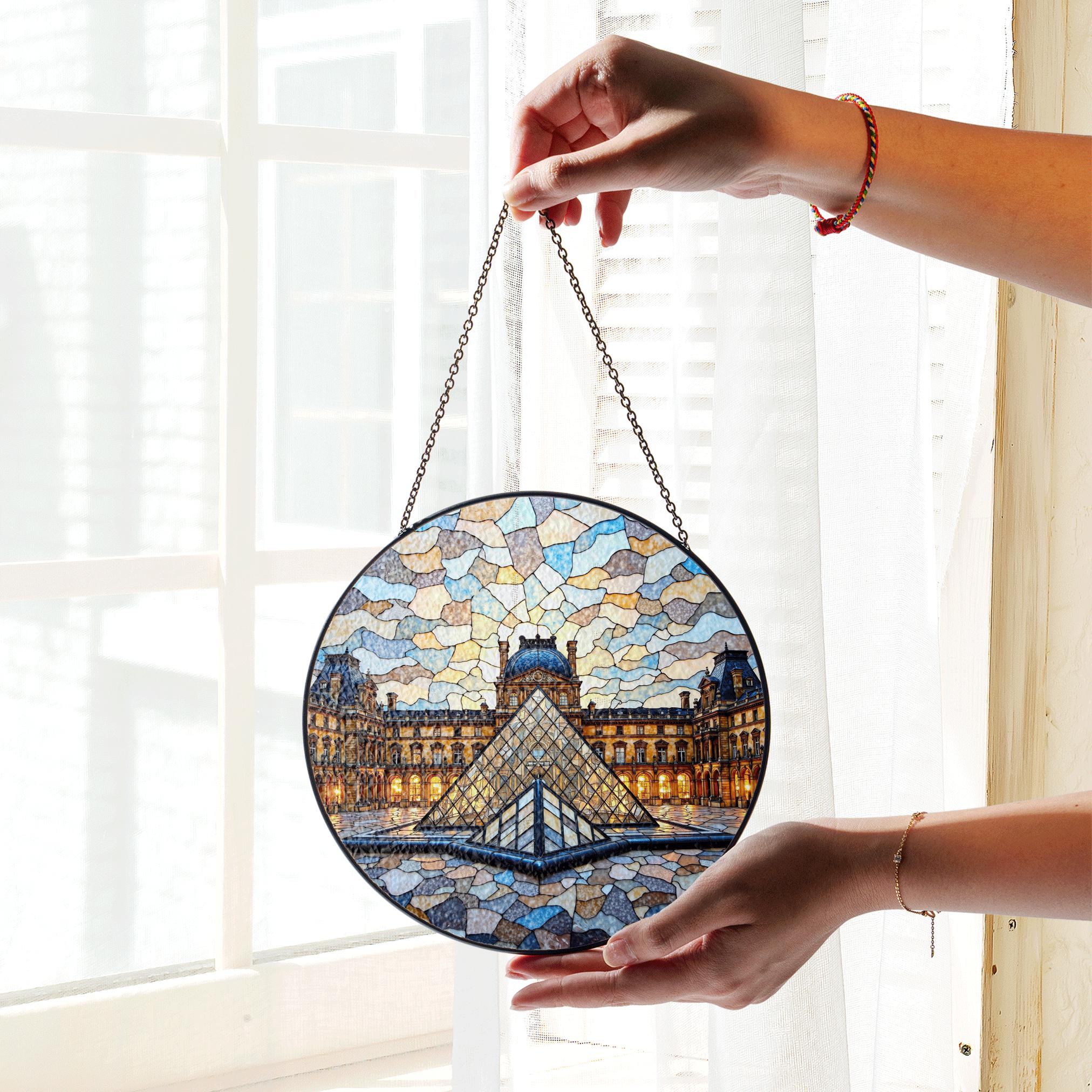 Louvre Museum Glass Pyramid Suncatcher Stained Glass Ornament Gift for ...