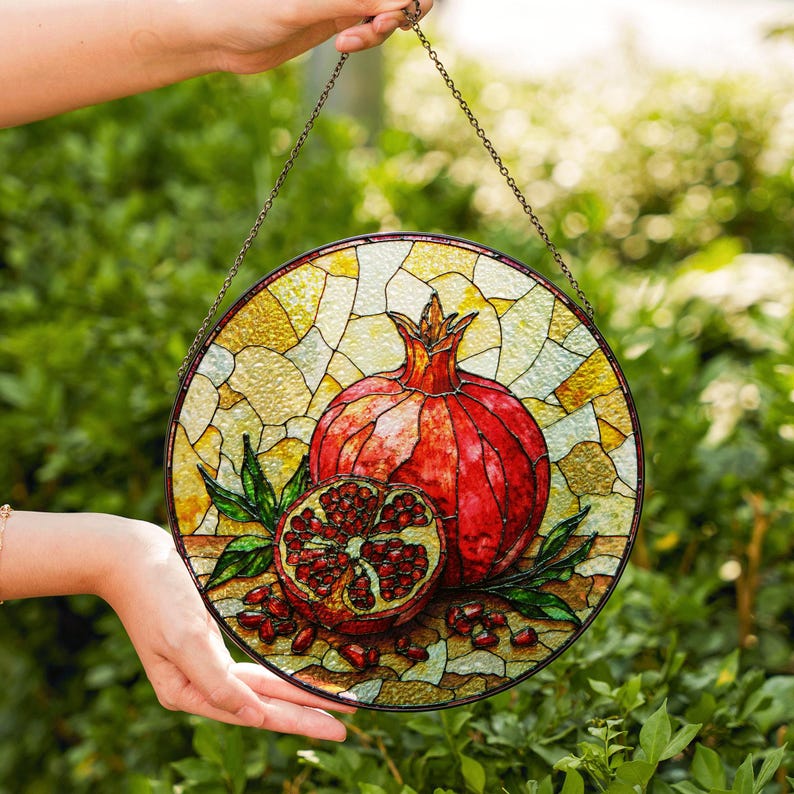 Stained Glass Pomegranate Suncatcher Beautiful Handmade Gift for Home ...