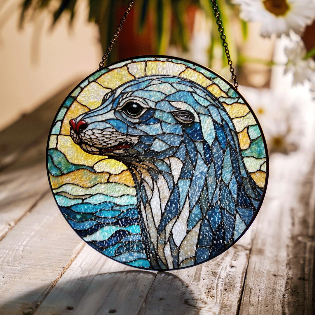 Otter Stained Glass Suncatcher Unique Window Decor Gift for Nature ...
