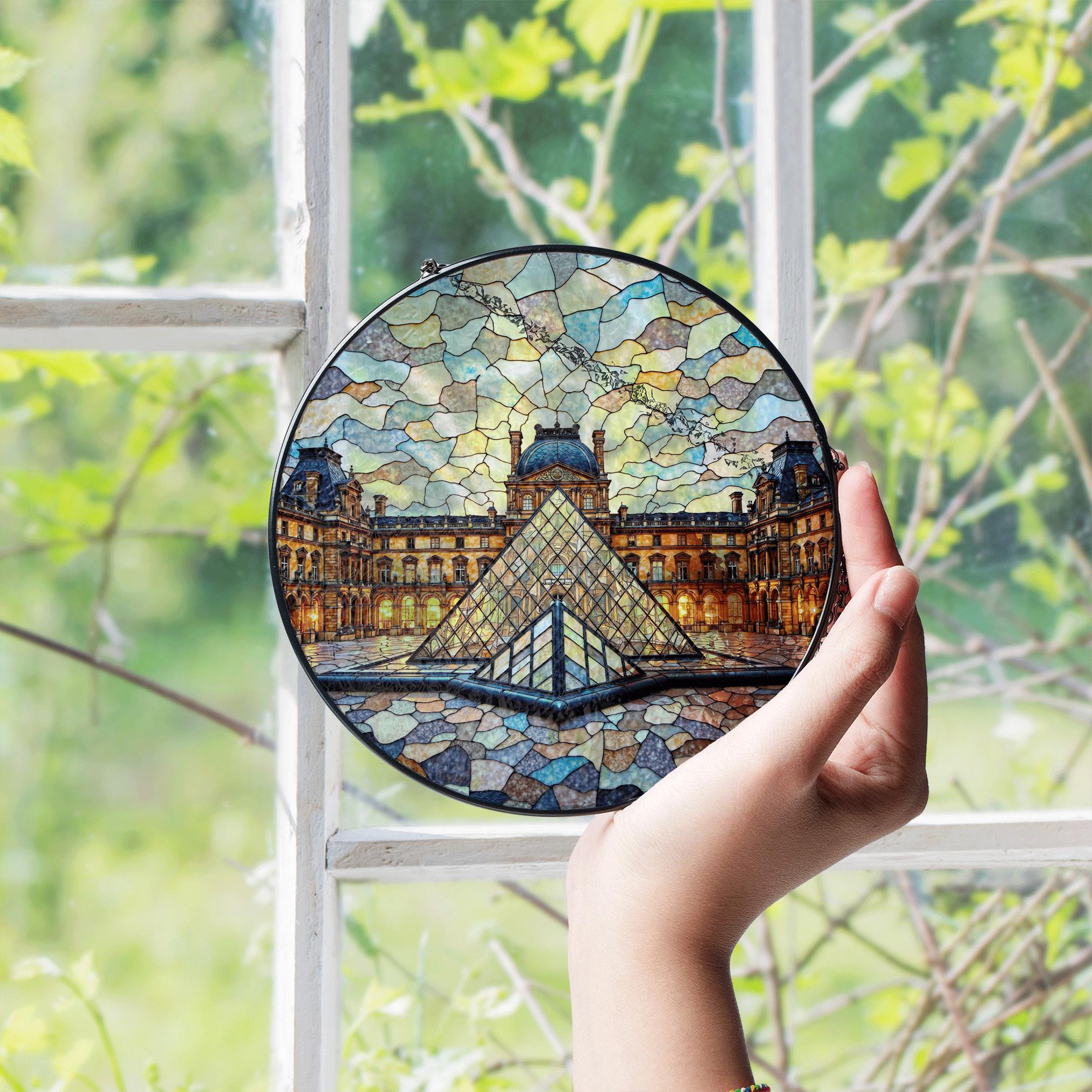 Louvre Museum Glass Pyramid Suncatcher Stained Glass Ornament Gift for ...