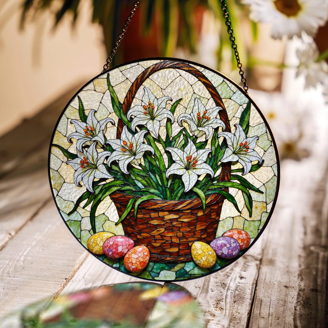 Easter Lily Stained Glass Suncatcher Window Hanging Gift for Mom ...