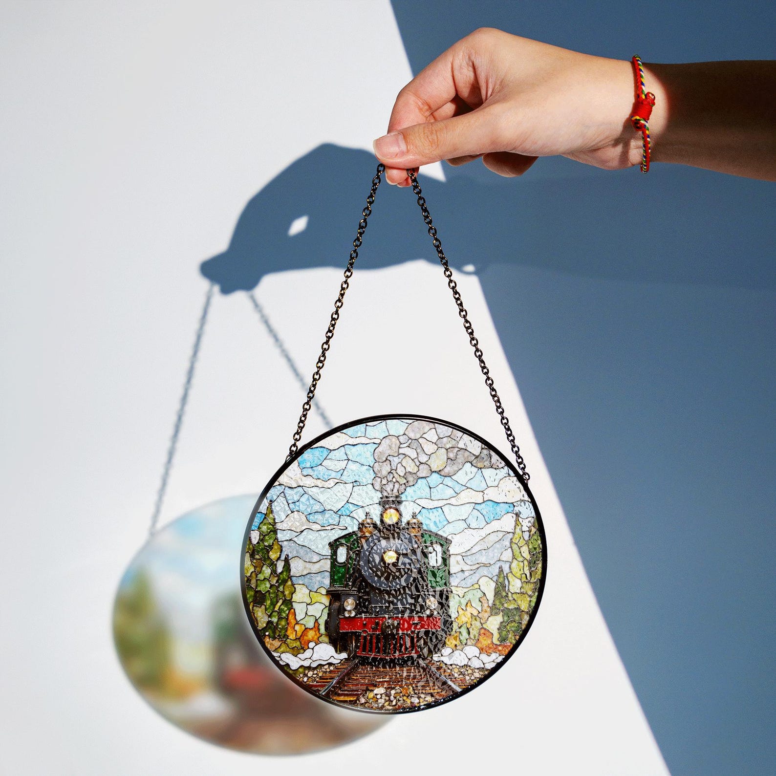 Stained Glass Train Suncatcher Vintage Steam Engine Gift for Dad - Etsy