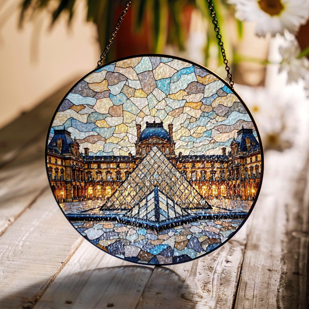 Louvre Museum Glass Pyramid Suncatcher Stained Glass Ornament Gift for ...