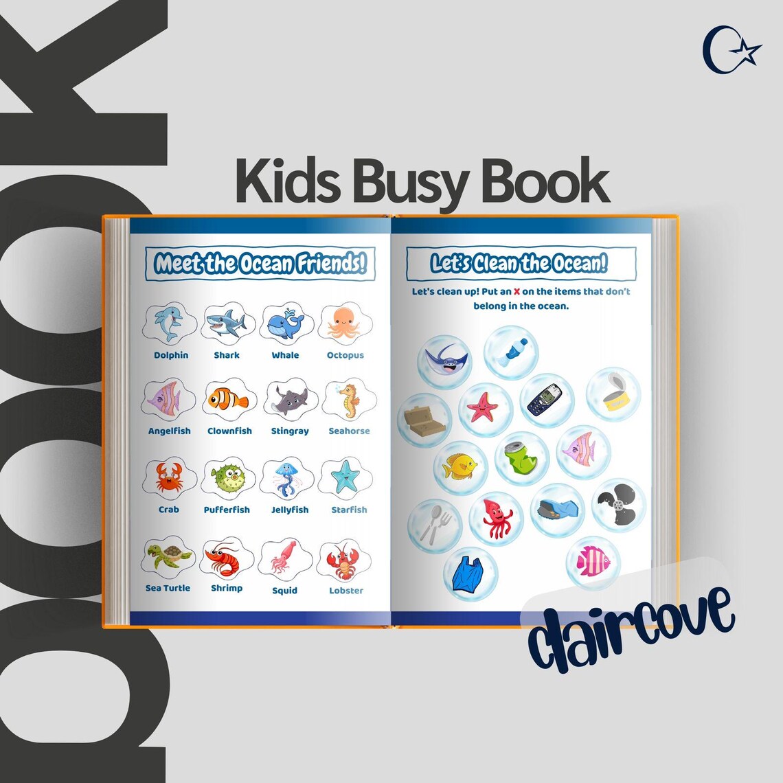 Educational Kids Busy Book Underwater Ocean Themed Digital Worksheet ...