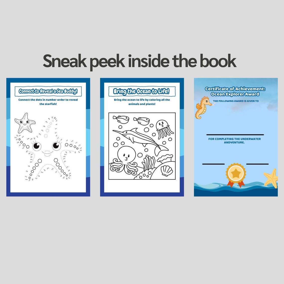 Educational Kids Busy Book Underwater Ocean Themed Digital Worksheet ...