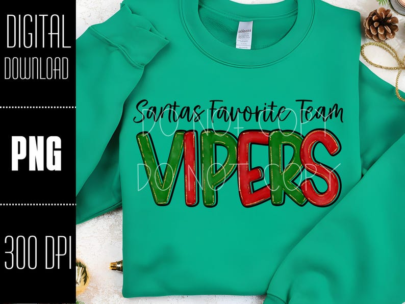 Santas Favorite Team PNG, Christmas Png, Vipers Png, Vipers Shirt Idea ...