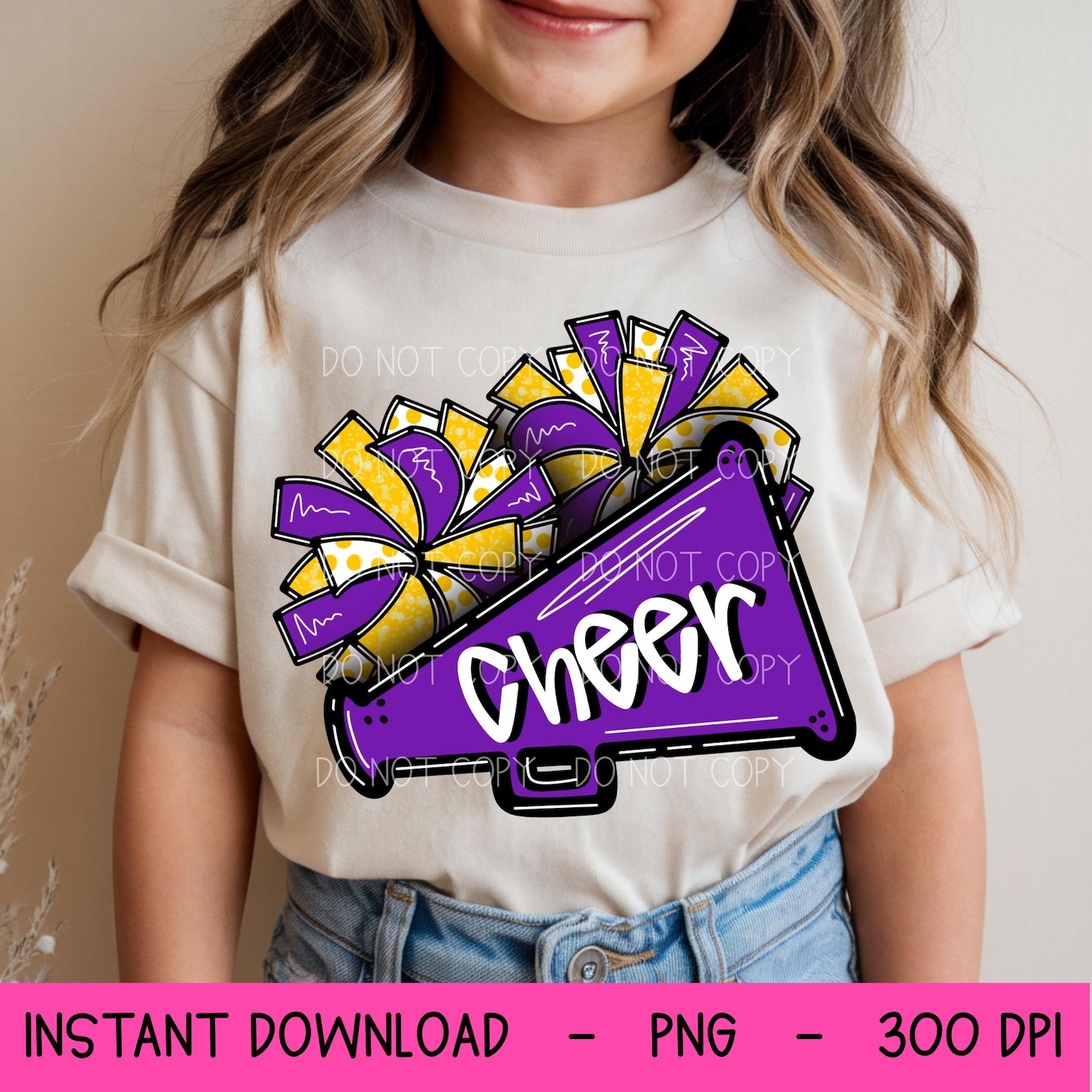 Cheer Design PNG, Purple and Yellow, Cheer Pom Poms, PNG for Dtf and ...