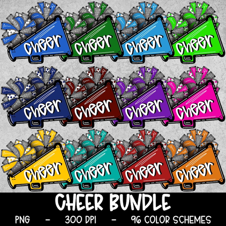 Cheer Megaphone Bundle, Cheer Png, Megaphone Png, Pom Pom Png, PNG ...