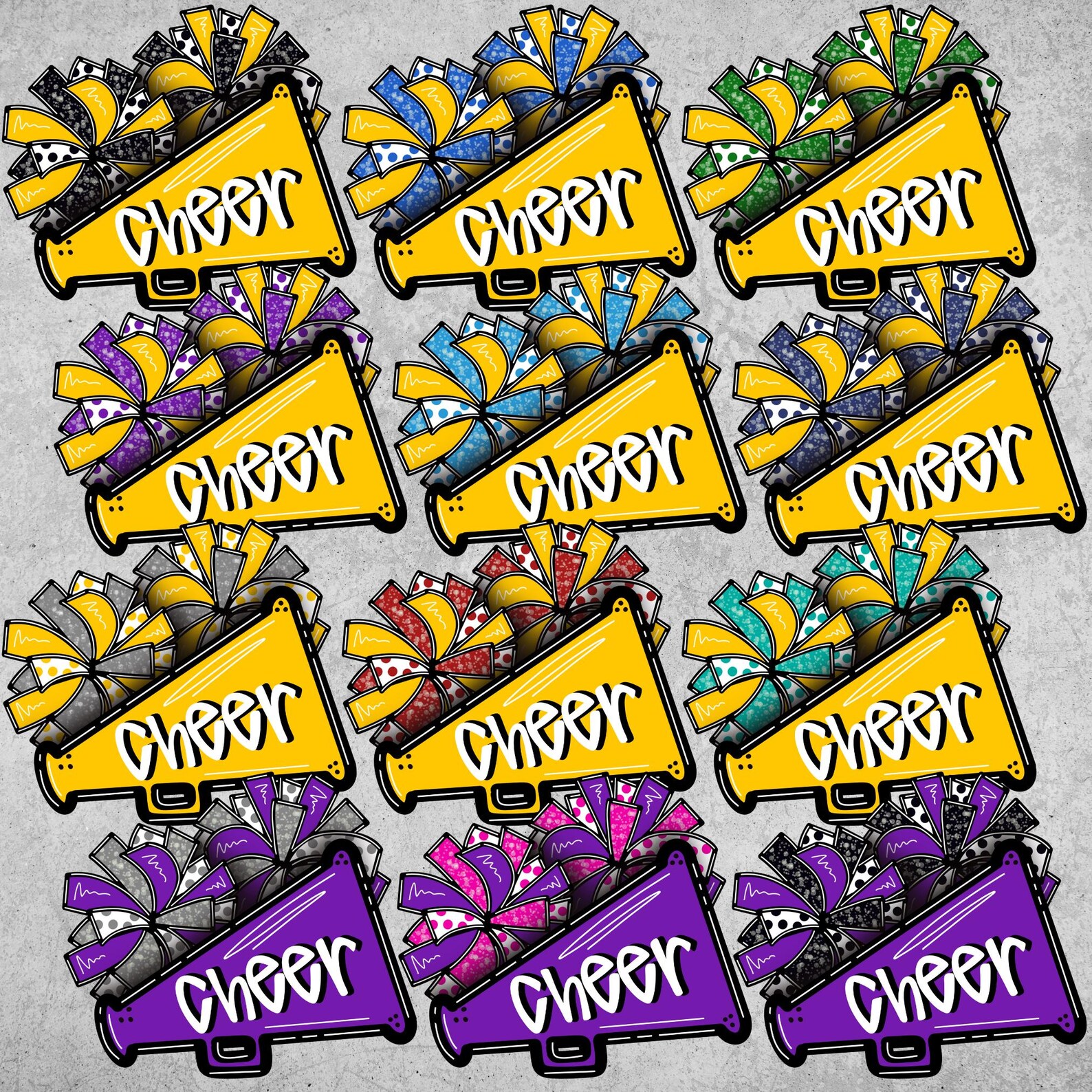 Cheer Megaphone Bundle, Cheer Png, Megaphone Png, Pom Pom Png, PNG ...