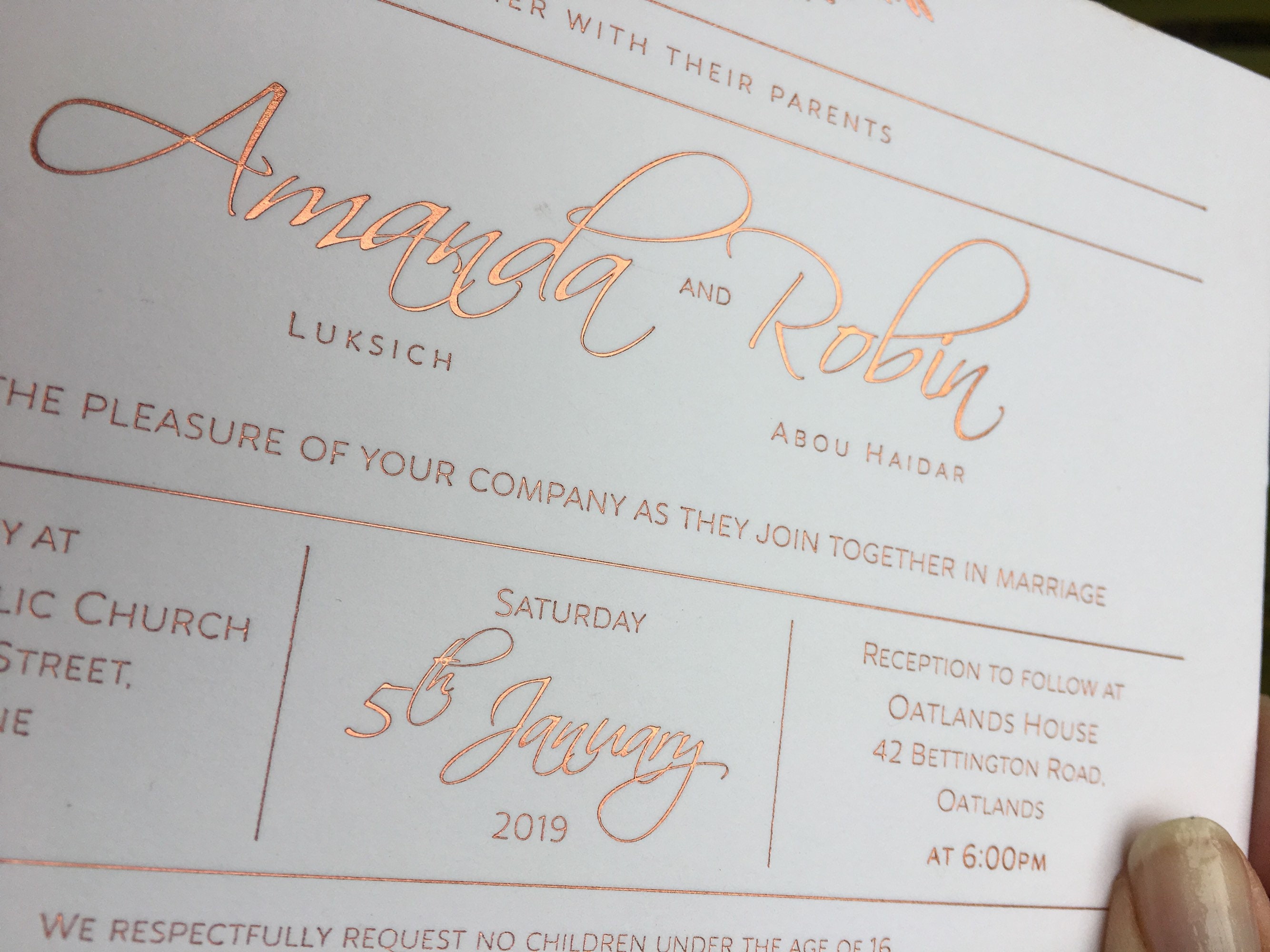 50 Stunning 320gsm or 600gsm Foil Invitations Available in Your Choice ...