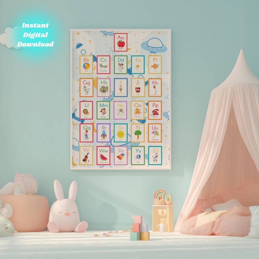 Alphabet Wall Art Space Alphabet Poster Letter Formation Montessori ...