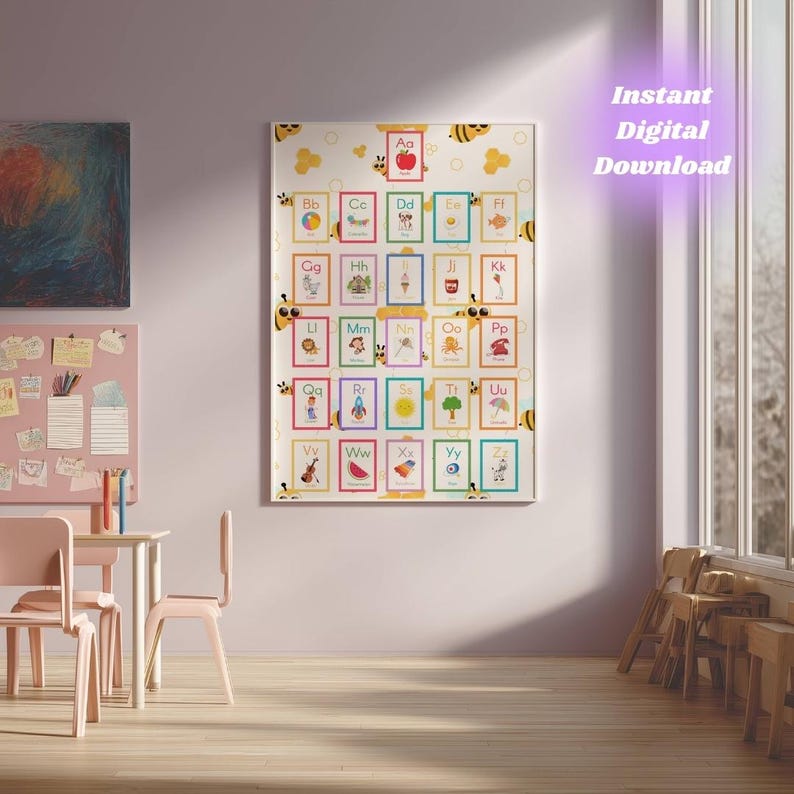 Alphabet Bees Printable Wall Art Alphabet Poster Letter Formation ...