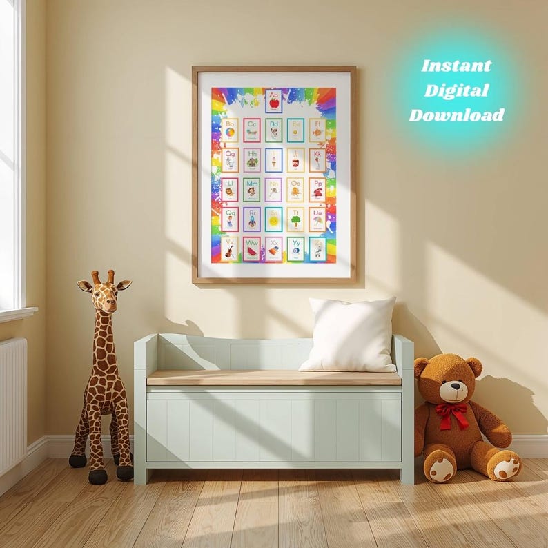 Alphabet Wall Art Rainbow Border Alphabet Poster Letter Formation ...