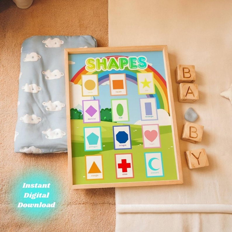 Colors and Shapes Poster Set, Rainbow Montessori Nursery Decor (digital ...