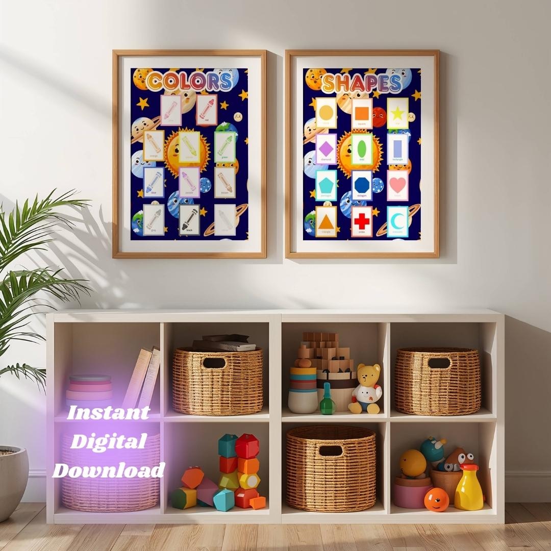 Colors and Shapes Poster Set, Montessori Nursery Decor (digital ...
