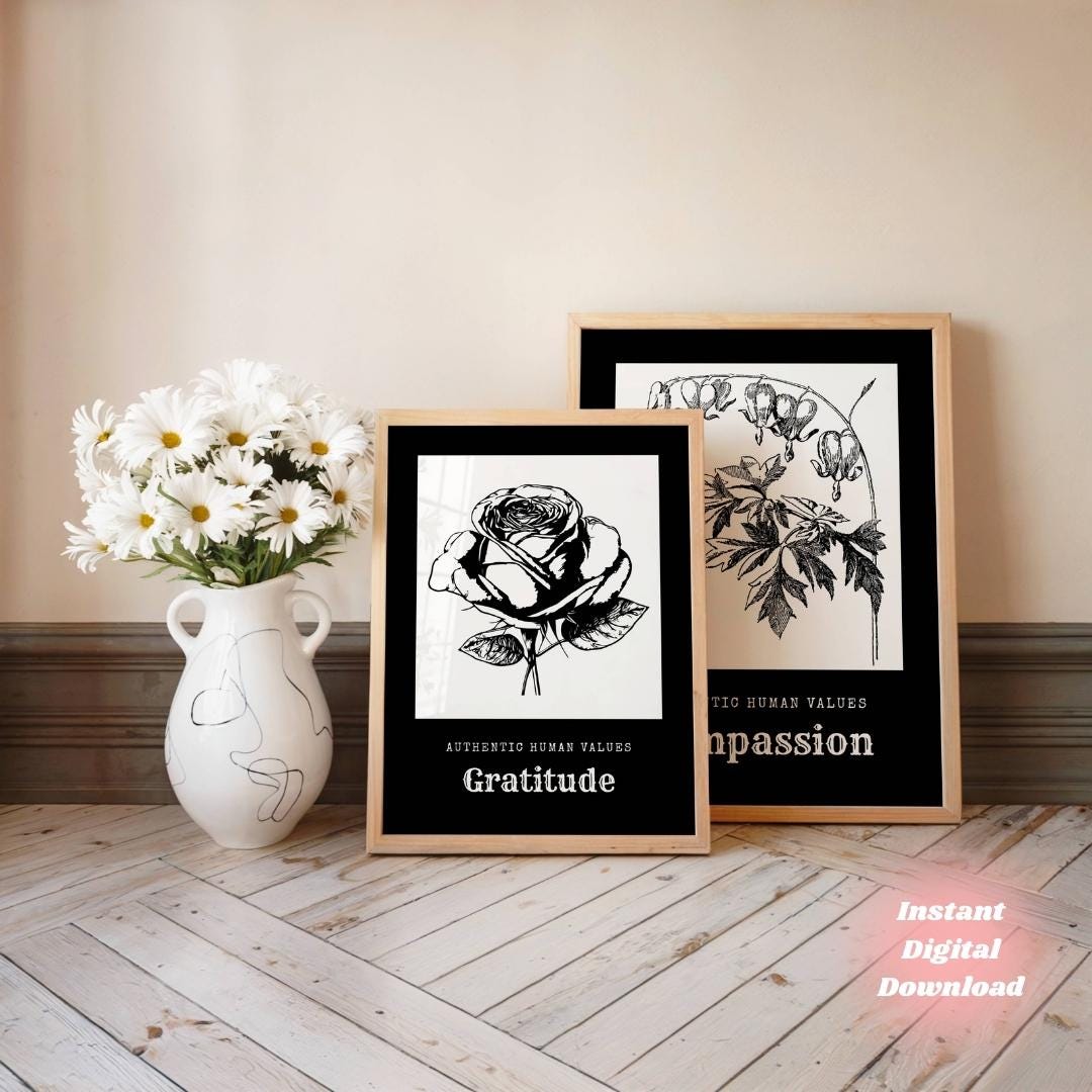 Flower Posters Human Values Art Digital Download Set Inspirational Home ...