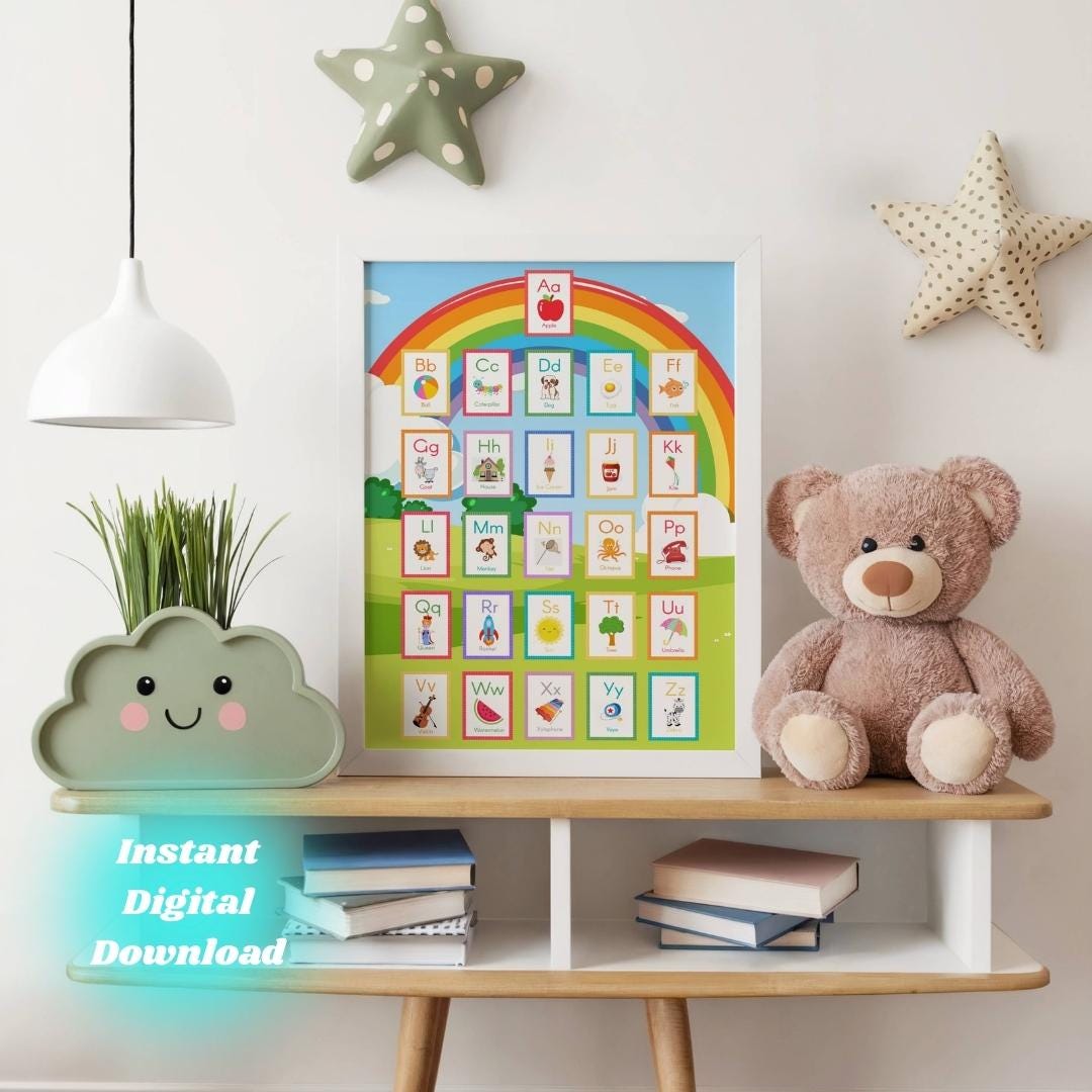 Alphabet Wall Art Rainbow Field Alphabet Poster Letter Formation ...