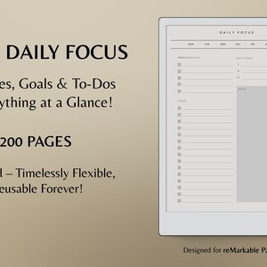 Daily Focus Planner Template for Remarkable Paper Pro (digital Download ...