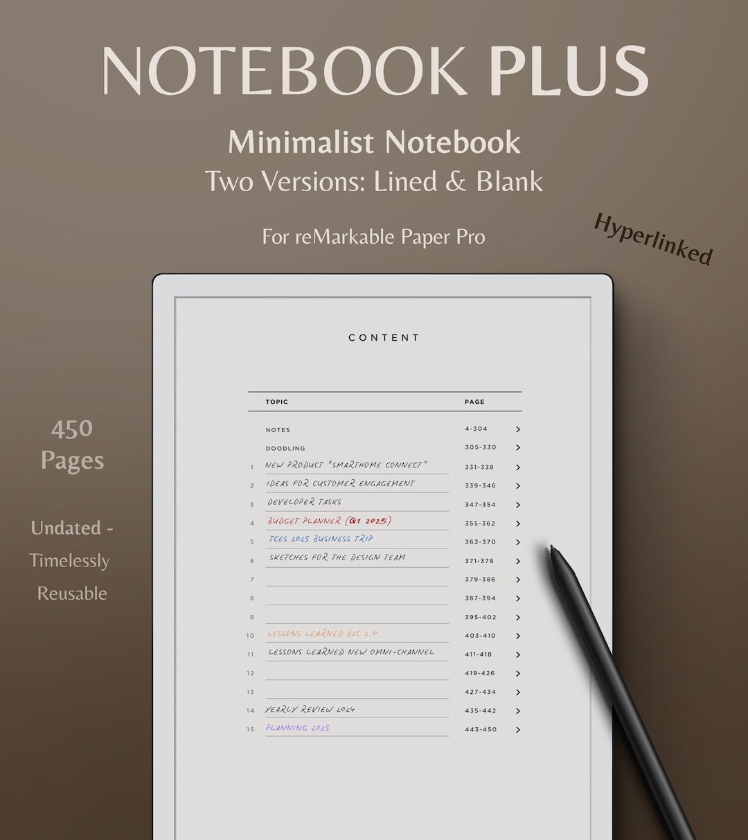 Notebook Plus – Lined & Blank Template for Remarkable Paper Pro ...