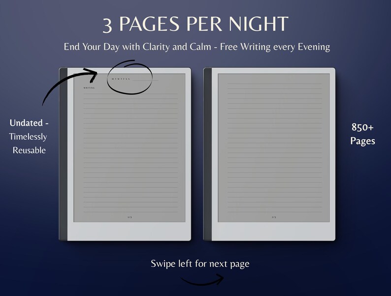 Night Pages Journal Template for Remarkable 2 – Gratitude, Focus ...