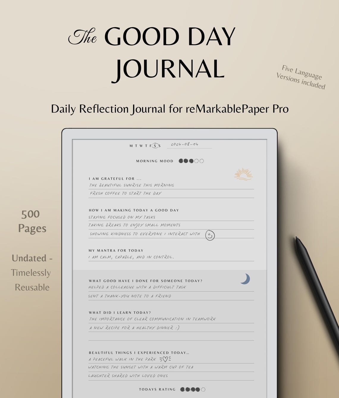 The Good Day Journal – Daily Reflection Gratitude Template for ...