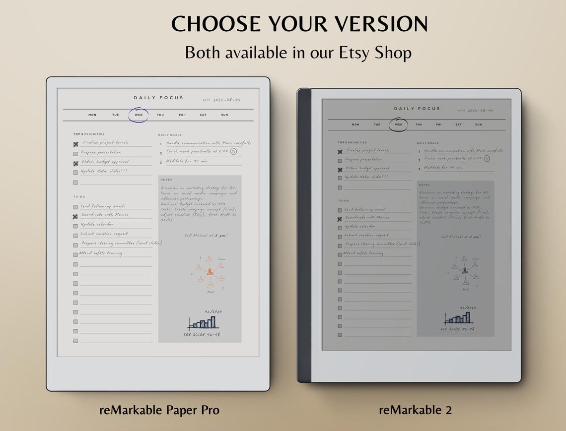Daily Focus Planner Template for Remarkable Paper Pro (digital Download ...