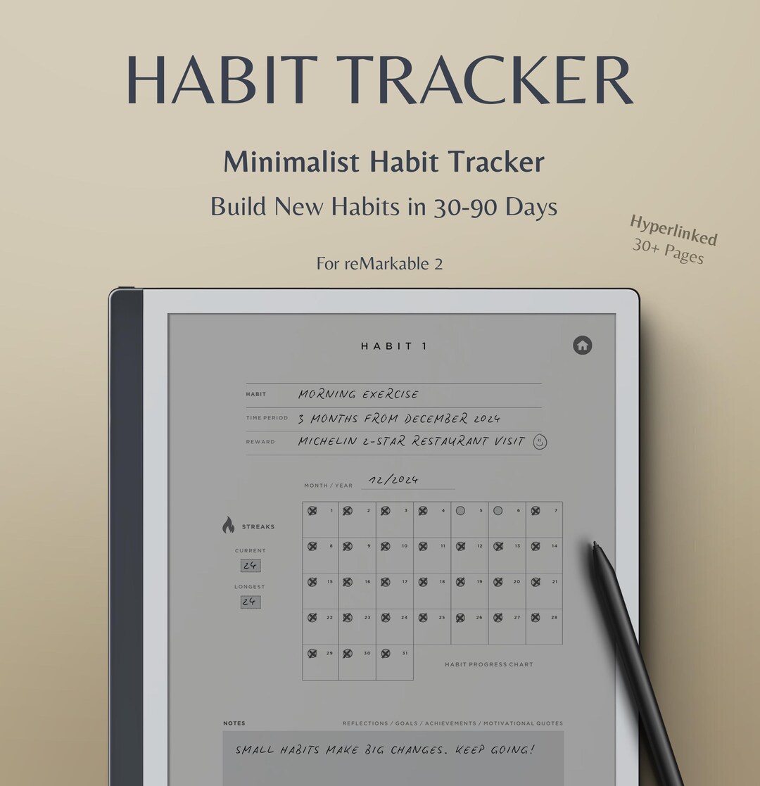 Habit Tracker Template for Remarkable 2 | Build New Habits in 30-90 ...