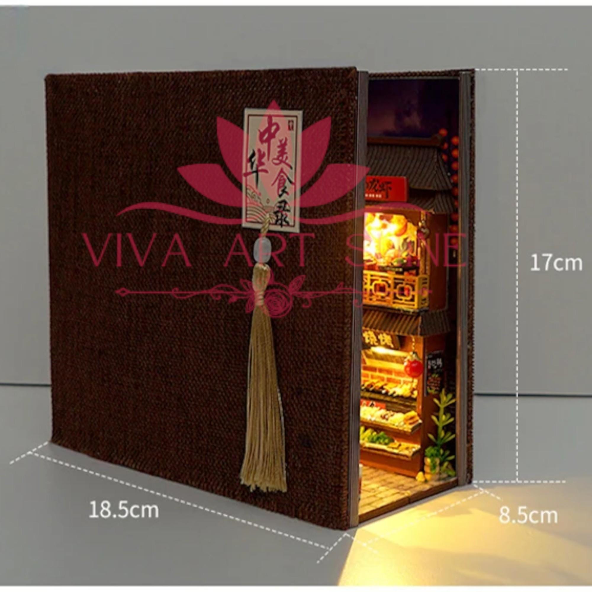 DIY Book Nook Dollhouse Kit Miniature Wooden Bookshelf Insert With ...