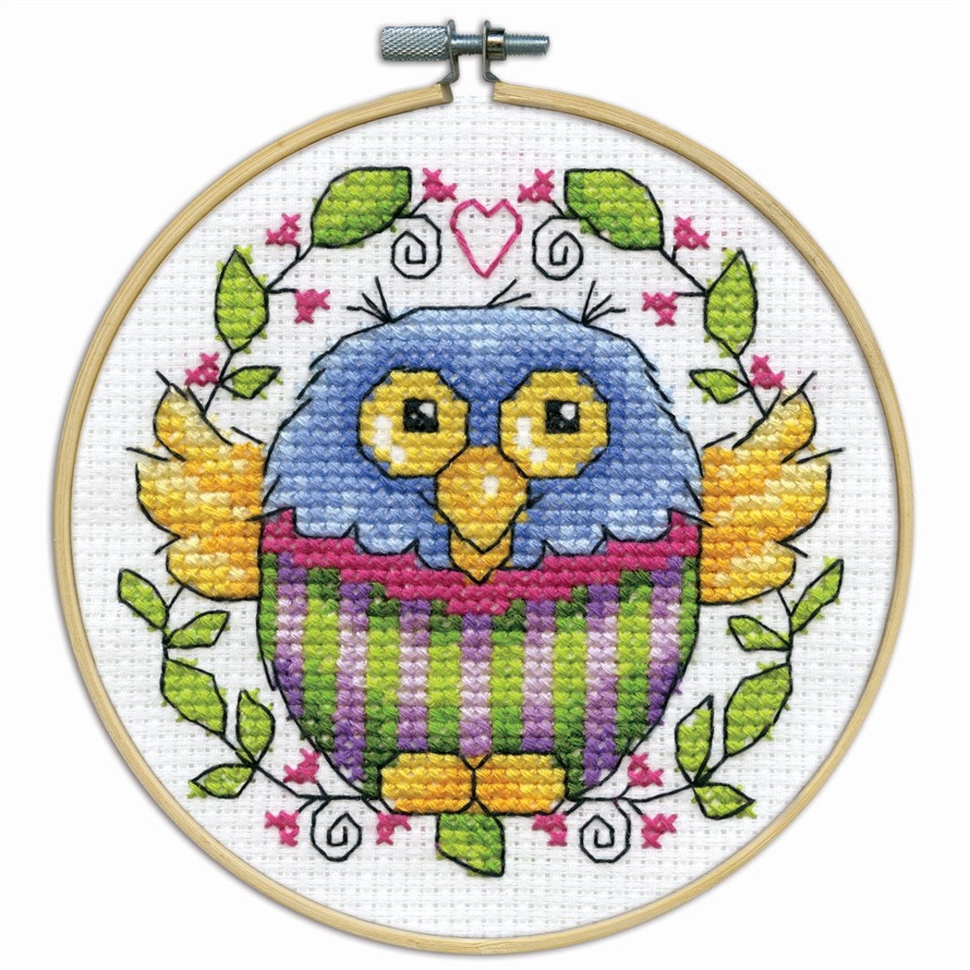 Design Works Hoopla - Owl Cross Sttitch Kit With 4" Wooden Hoop ...